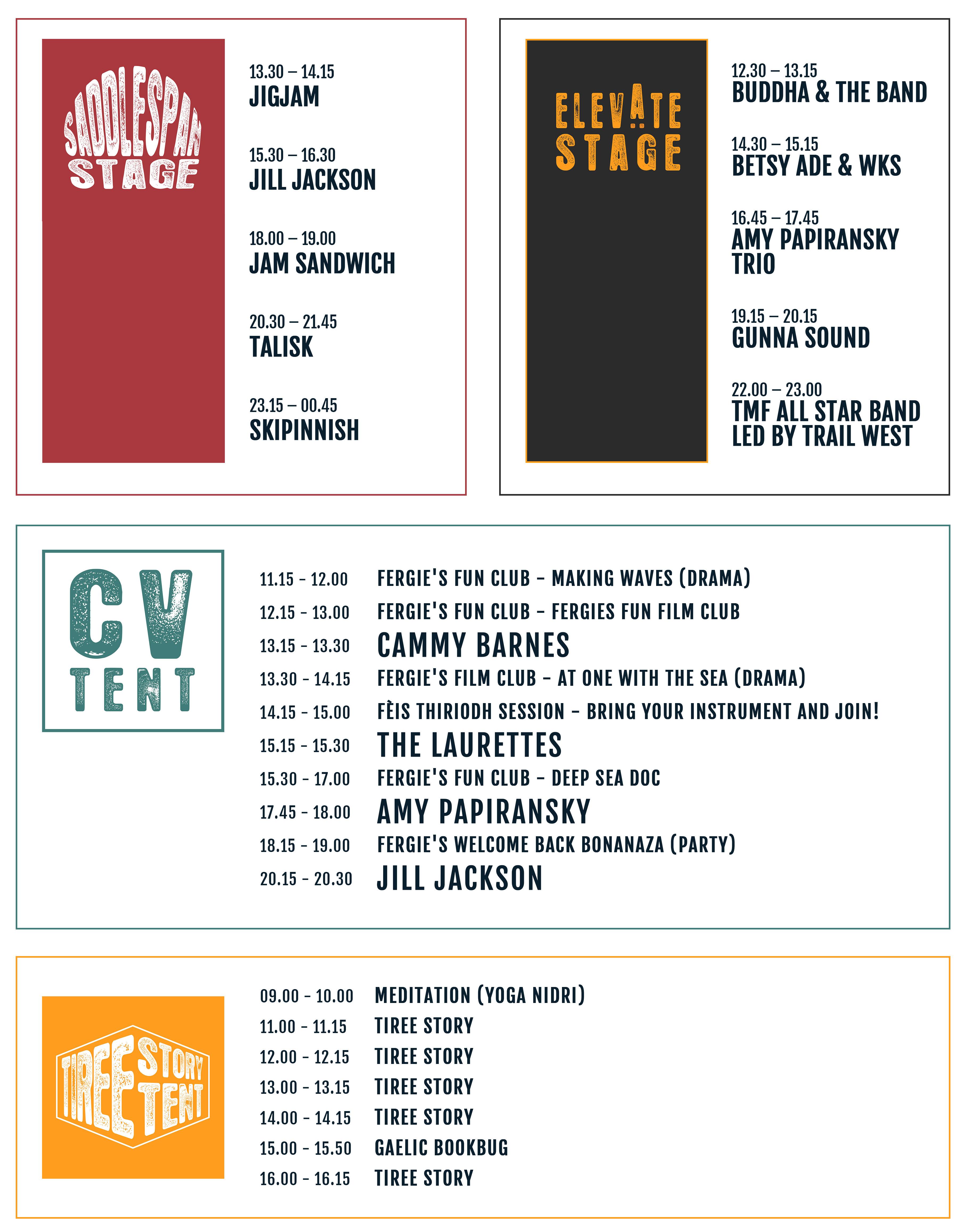 SCHEDULE | TIREE MUSIC FESTIVAL